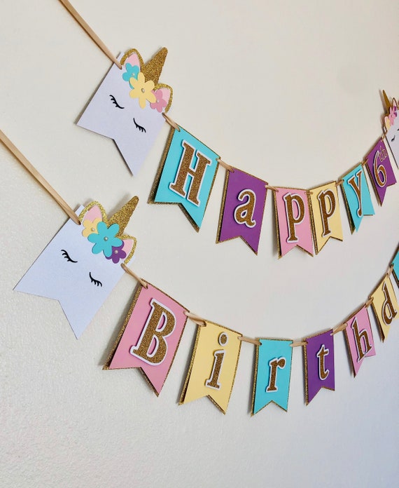 Unicorn Birthday Banner Unicorn Happy Birthday – Banners And