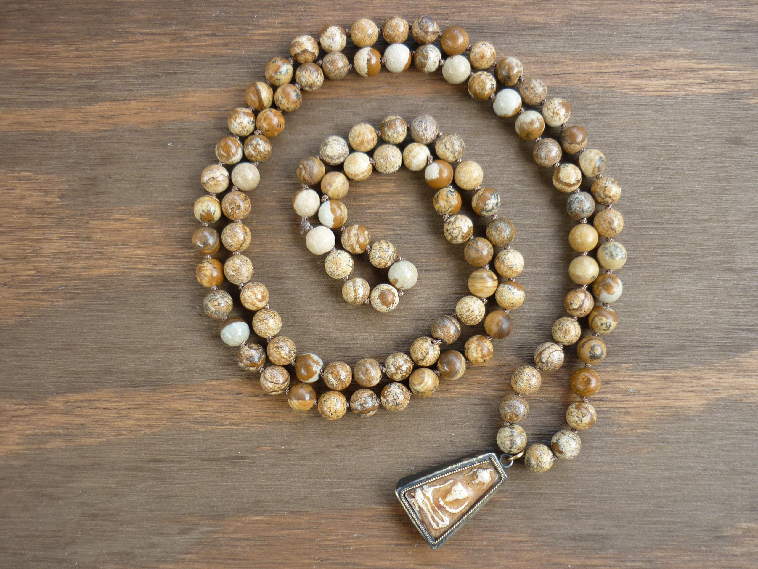 Picture Jasper Mala With Buddha Pendant - Etsy Israel
