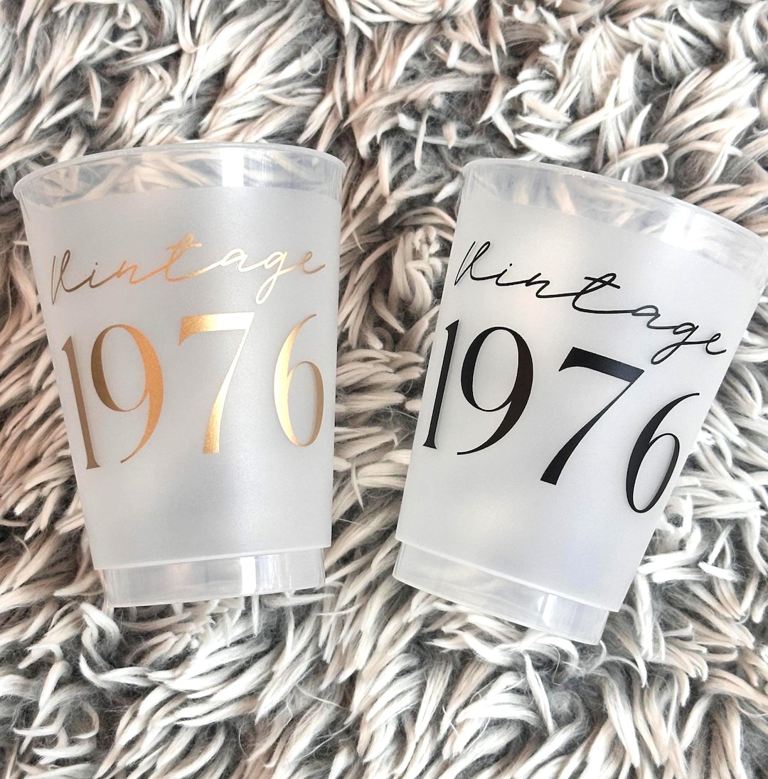 50th Birthday Frosted Cups Vintage 1976 — 16oz Flex Cup Black Gold - Etsy