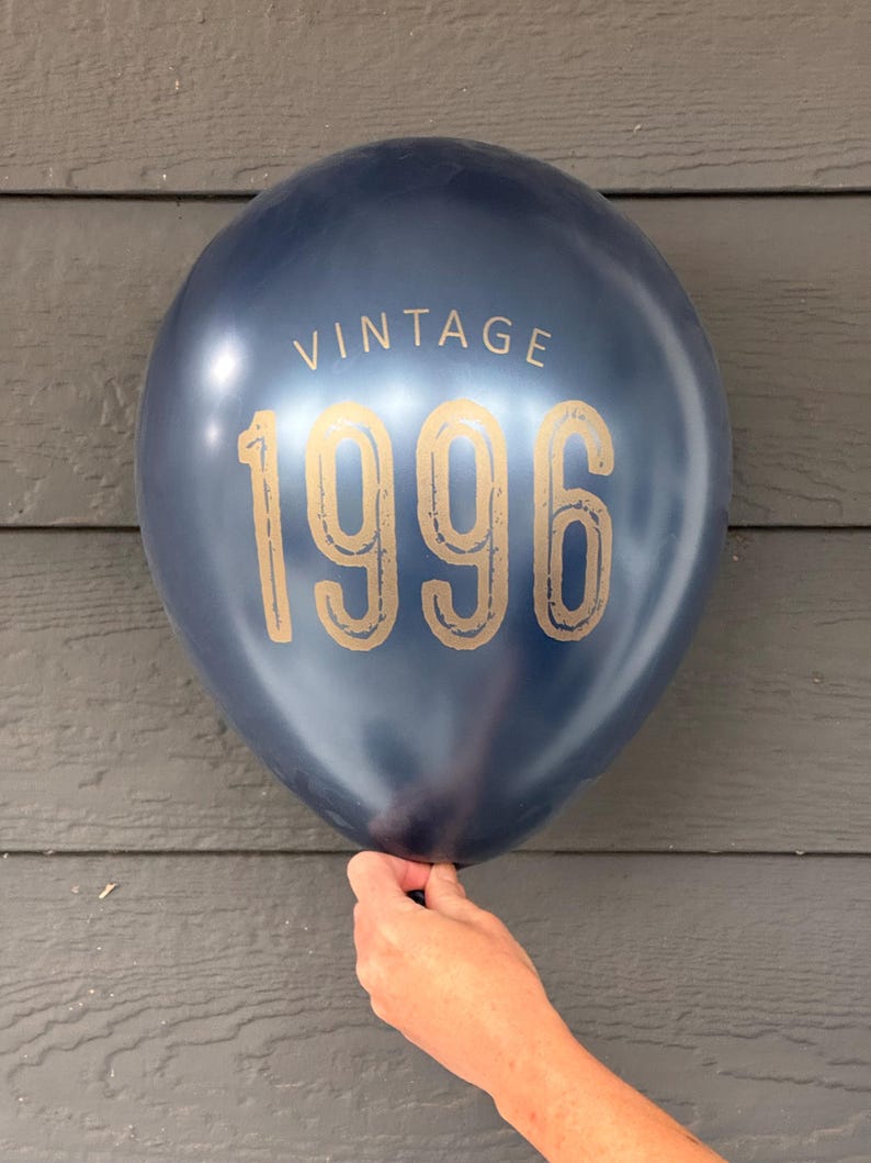 30th Birthday Balloons Vintage 1996 — Black White Navy Gold 12 Inch ...