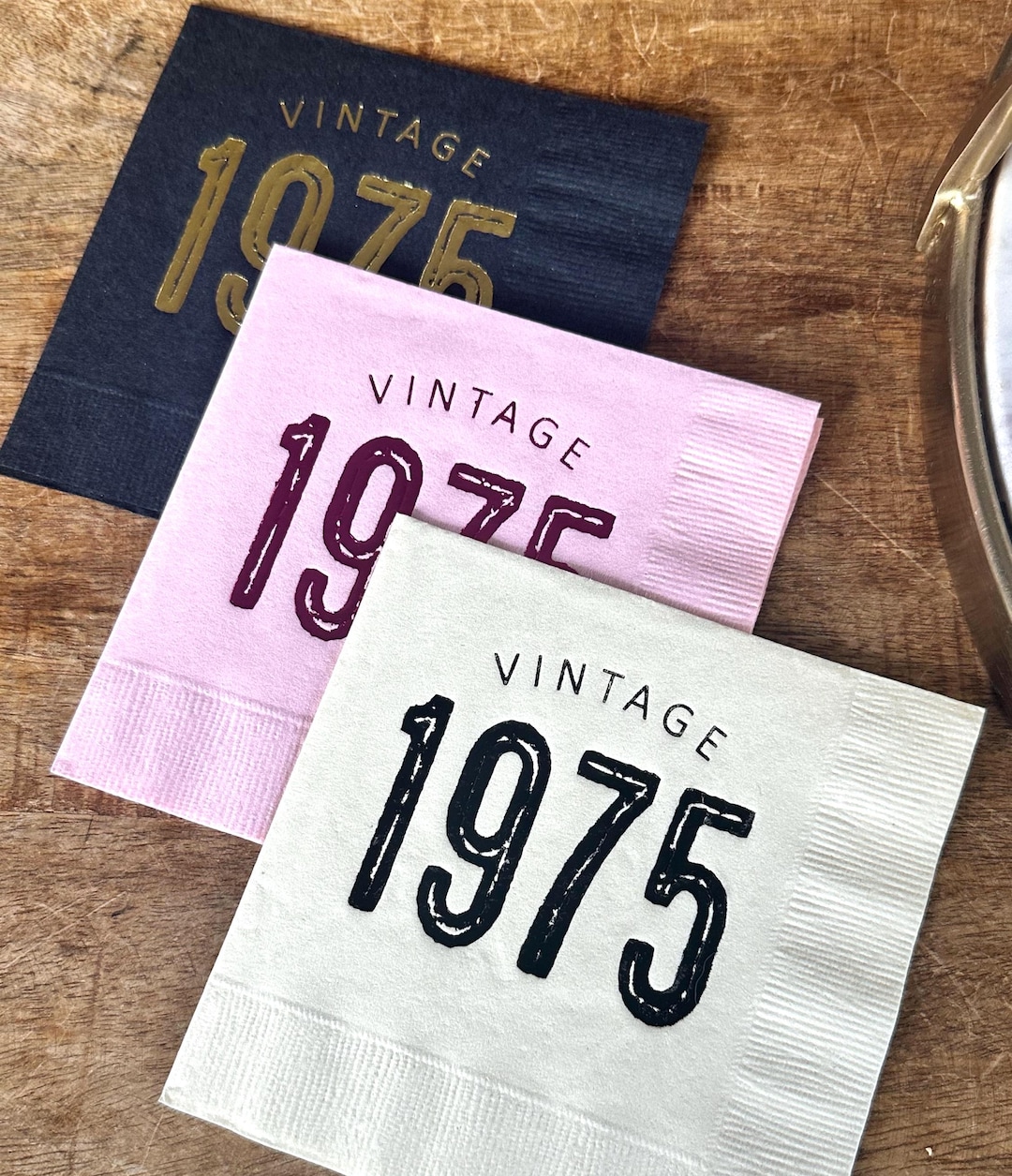 50th Birthday Napkins: Vintage 1975 Party Decorations - Foil Stamped ...