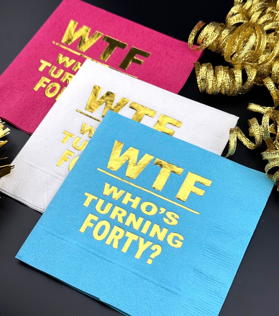 40th Birthday Cups: WTF 40 - Black, White & Gold - Party Favors (set of ...