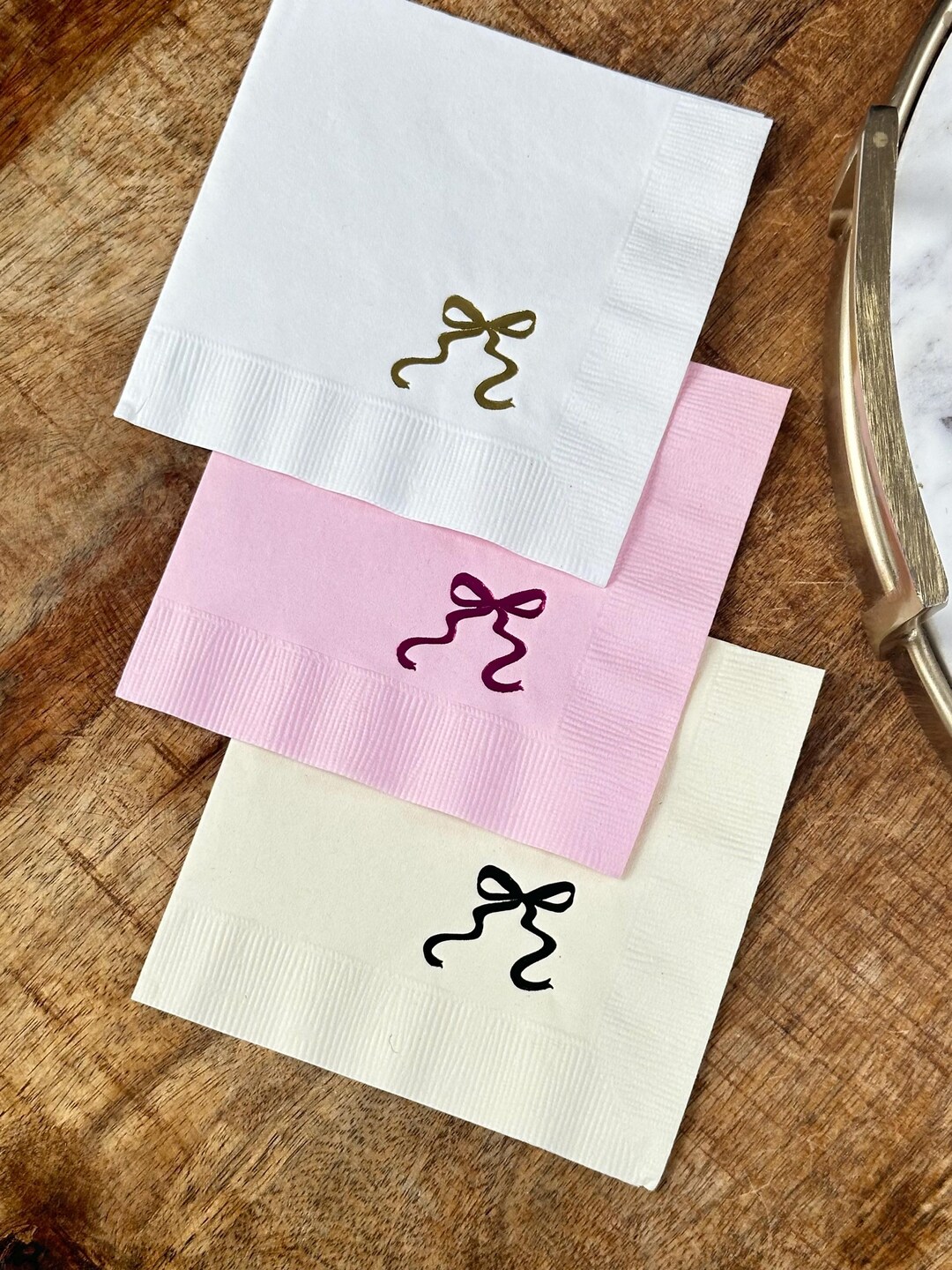 Bow Themed Cocktail Napkins: Foil Stamped - Party Decor - Etsy