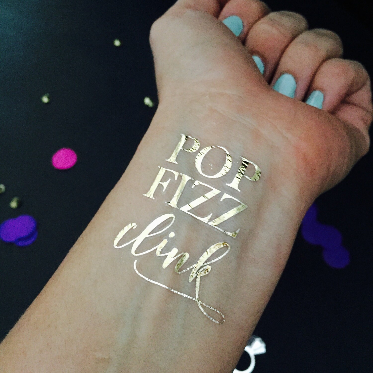 Gold Pop Fizz Clink Foil Tattoo Champagne Party Champagne - Etsy
