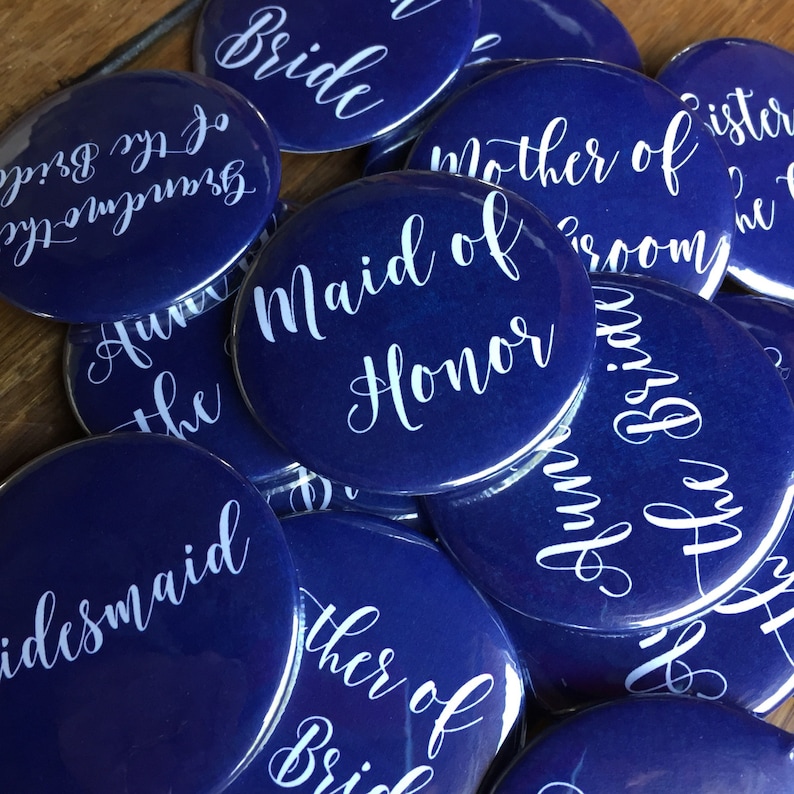 Bridal Party Pins Wedding Party Pins Name Tags Bridal - Etsy