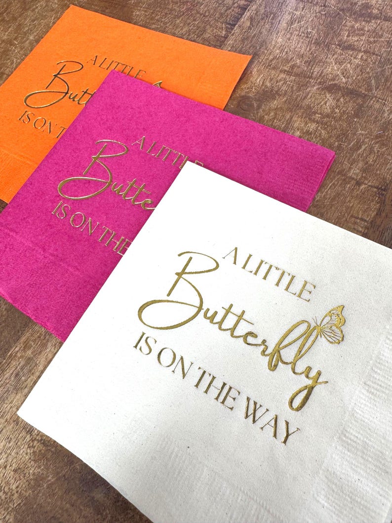 A Little Butterfly is on the Way Baby Shower Napkins — Foil Stamped 11 ...