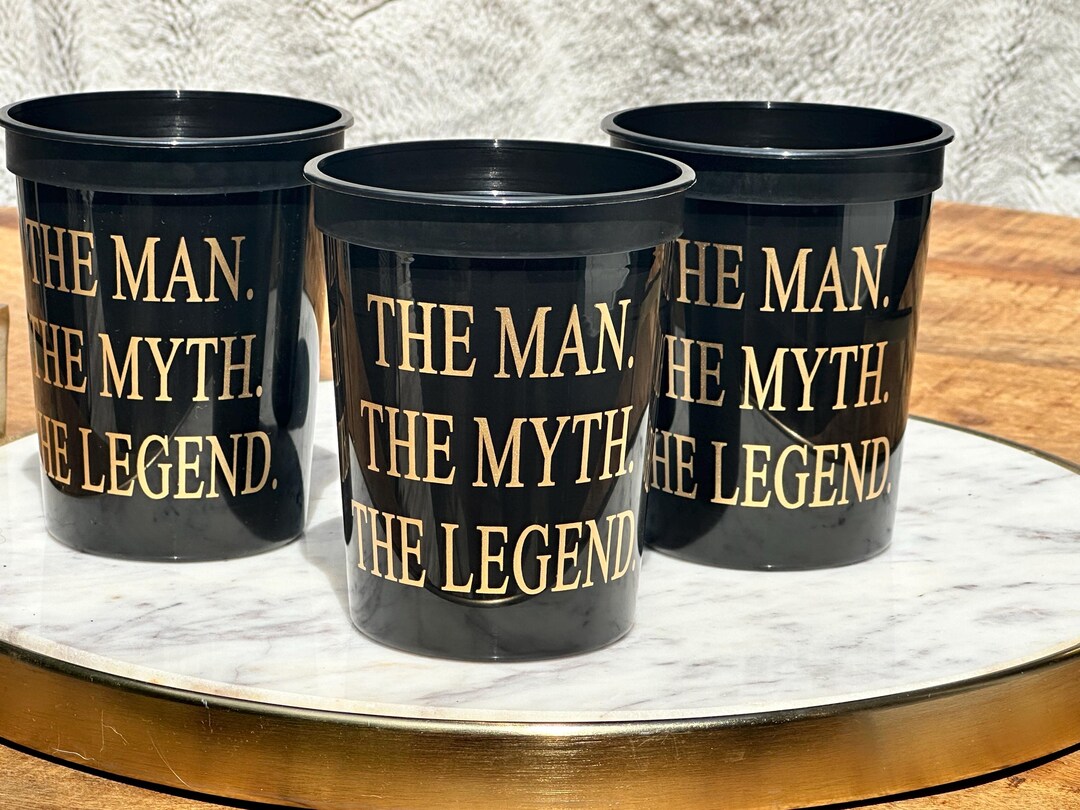 The Man Myth Legend Cups: Black & Gold - Party Drinkware, Set of 10 - Etsy