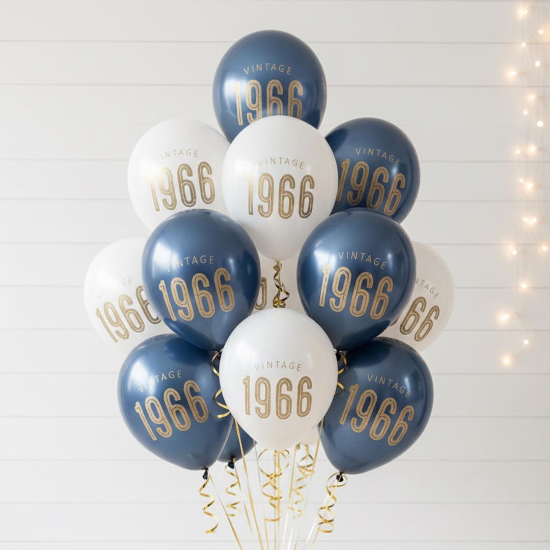 60th Birthday Balloons: Vintage 1966 - Party Decorations -navy, Black ...
