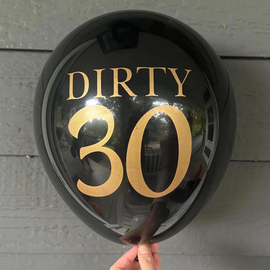 30th Birthday Party Balloons, Dirty Thirty Decorations, Black or White ...
