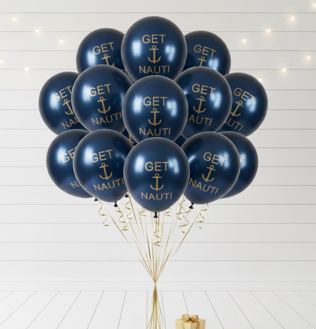 Nautical Party Balloons: Get Nauti - Navy & Gold Anchor Decor - Etsy