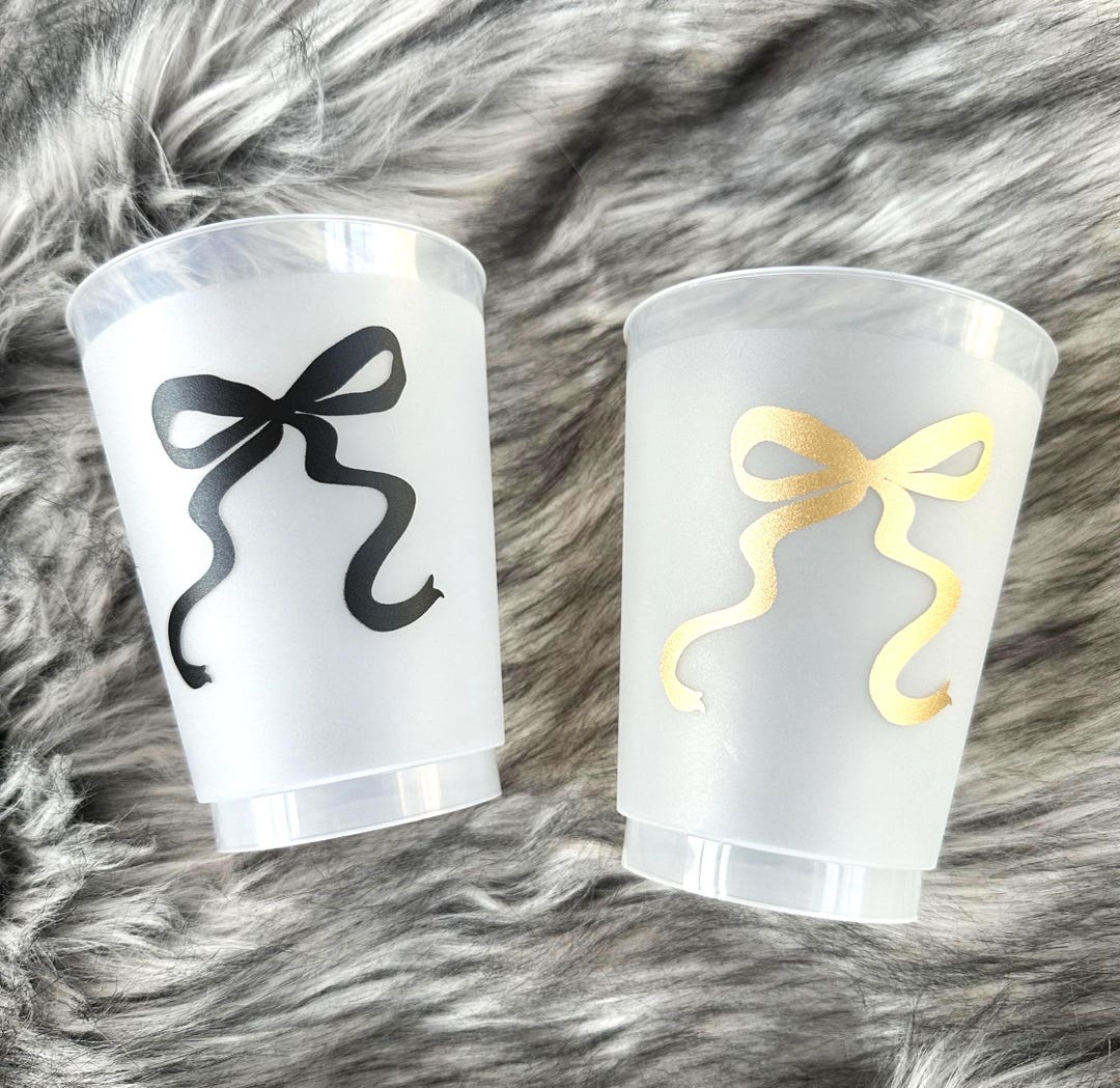 Coquette Bow Themed Frosted Cups 16oz | Reusable Bachelorette, Birthday ...
