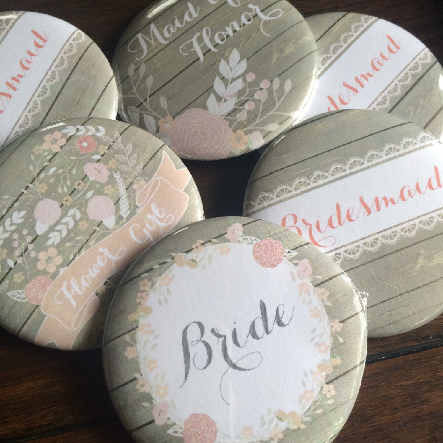 Bridal Party Pins Wedding Party Pins Name Tags Bridal - Etsy