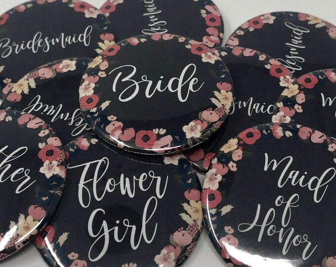 Bridal Party Pins Wedding Party Pins Name Tags Bridal - Etsy