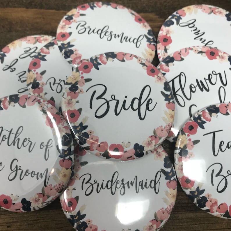 Bridal Party Pins Wedding Party Title Pins Name Tags Bridal | Etsy