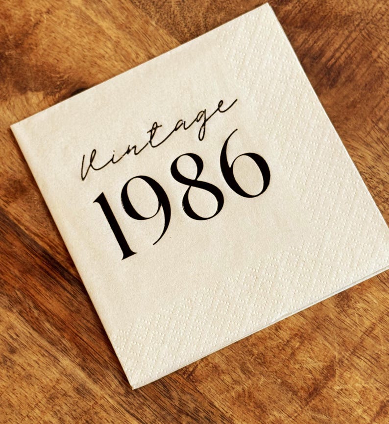 40th Birthday Napkins Vintage 1986 Foil Stamped — Milestone Party Decor ...