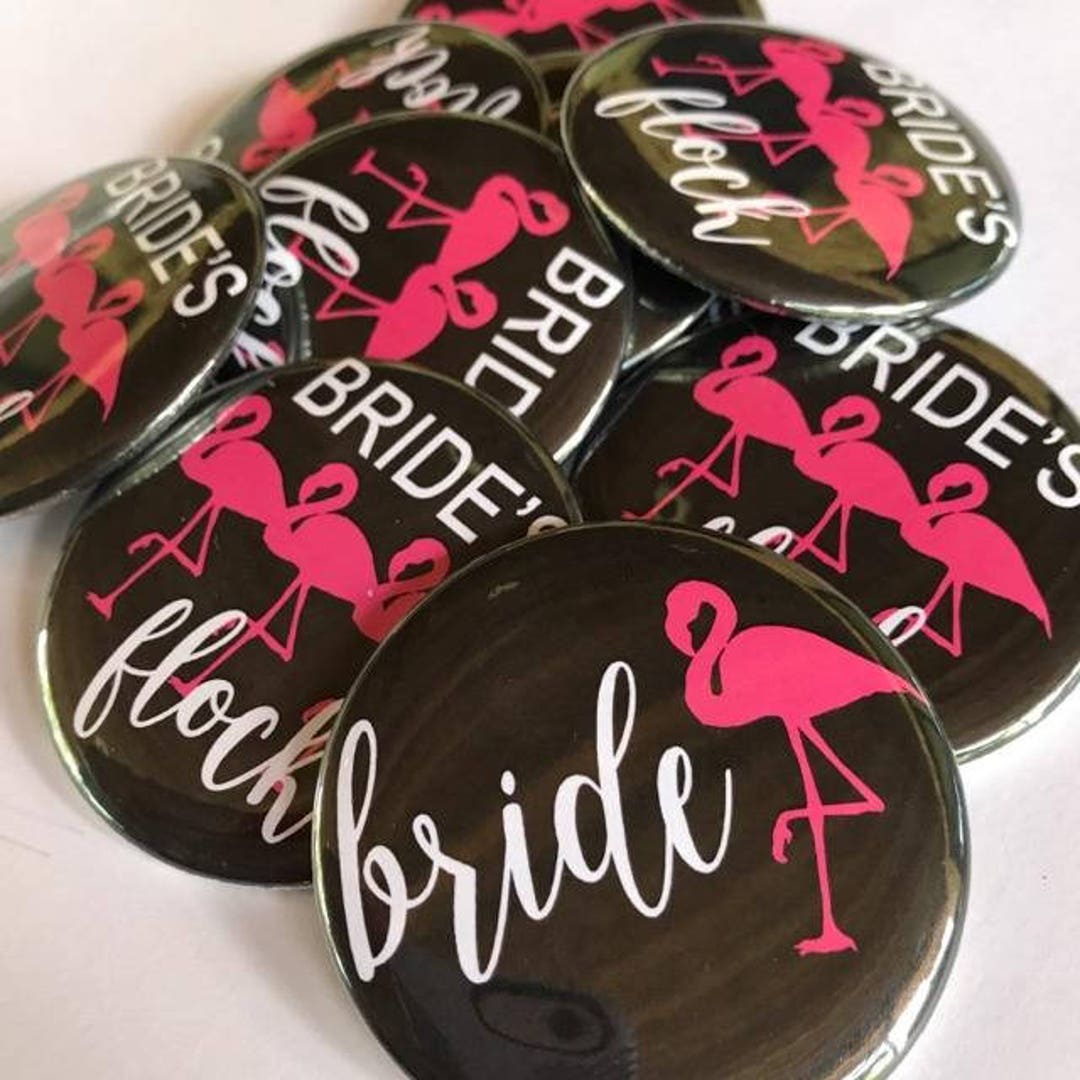 Bride Flock Buttons, Flamingo Favor, Bachelorette Party Decoration ...
