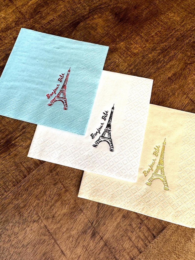 Bonjour Bebe Cocktail Napkins: Baby Shower Decor - Foil Stamped - Set ...