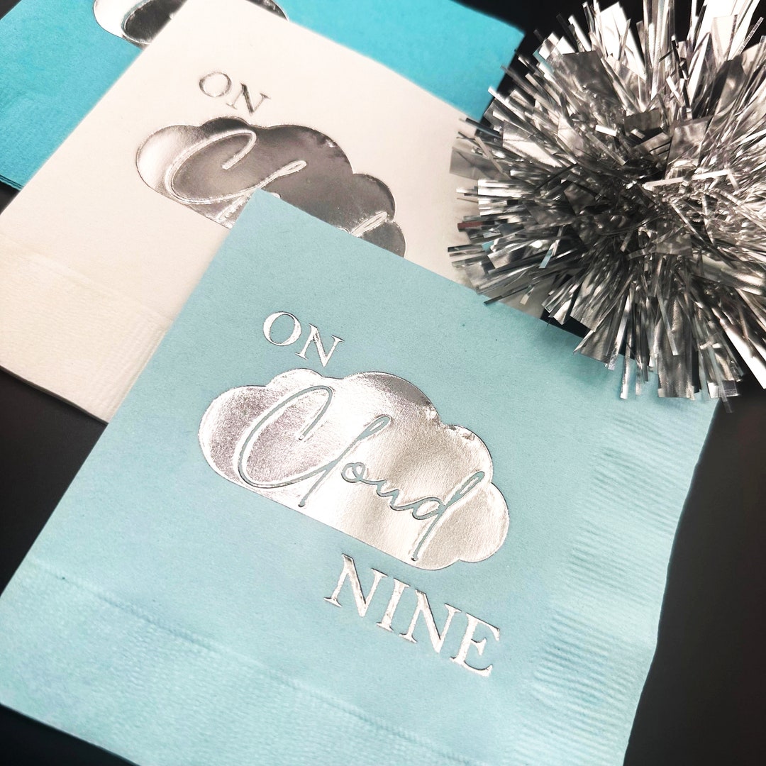 On Cloud Nine Cocktail Napkins: Foil Stamped, Bridal Shower Decor - Etsy