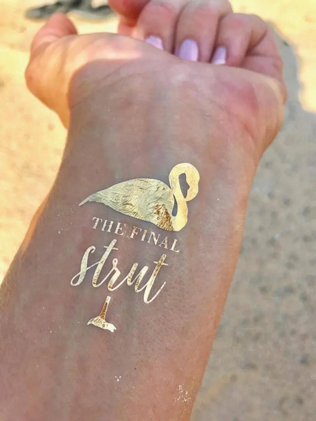 Flamingo Foil Temporary Tattoo for Bachelorette Party, Beach Hen, Flash ...