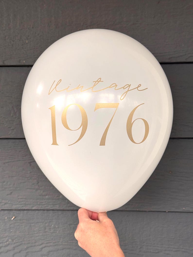 50th Birthday Balloons Vintage 1976 — Black White Gold 12 Inch Latex - Etsy