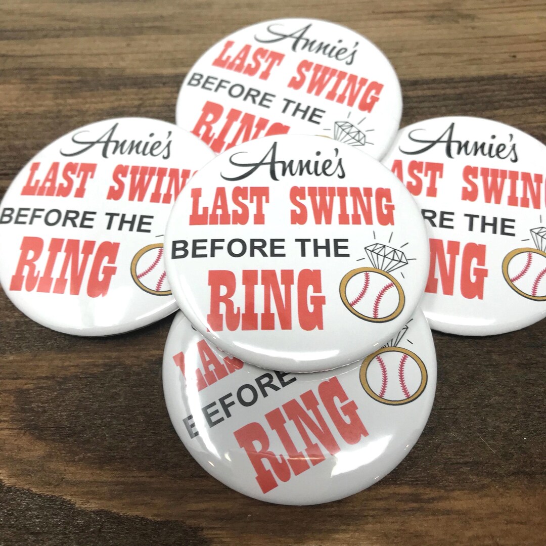 Last Swing Buttons – Custom Bride Name & Team Colors – Baseball ...