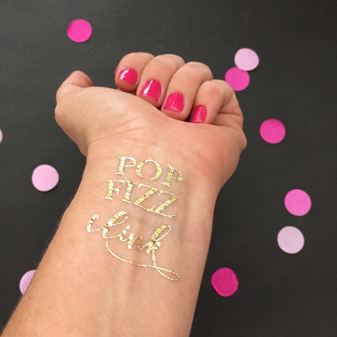 Gold Pop Fizz Clink Foil Tattoo Champagne Party Champagne - Etsy