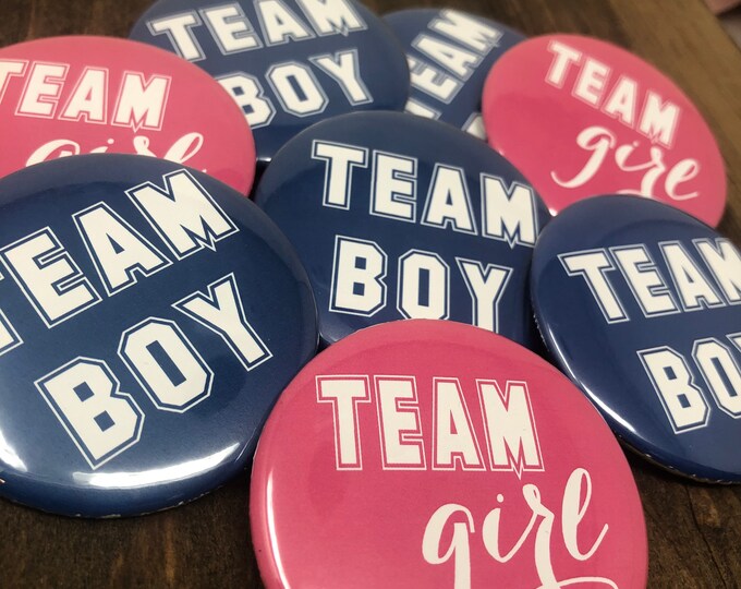 Gender Reveal Party Buttons Gender Reveal Party Favors Team Boy Team ...
