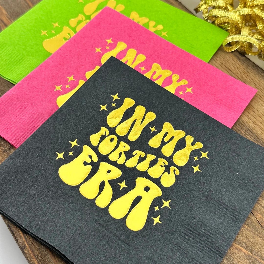 Birthday Napkins for 40th Celebration, in My Forties Era Cocktail ...