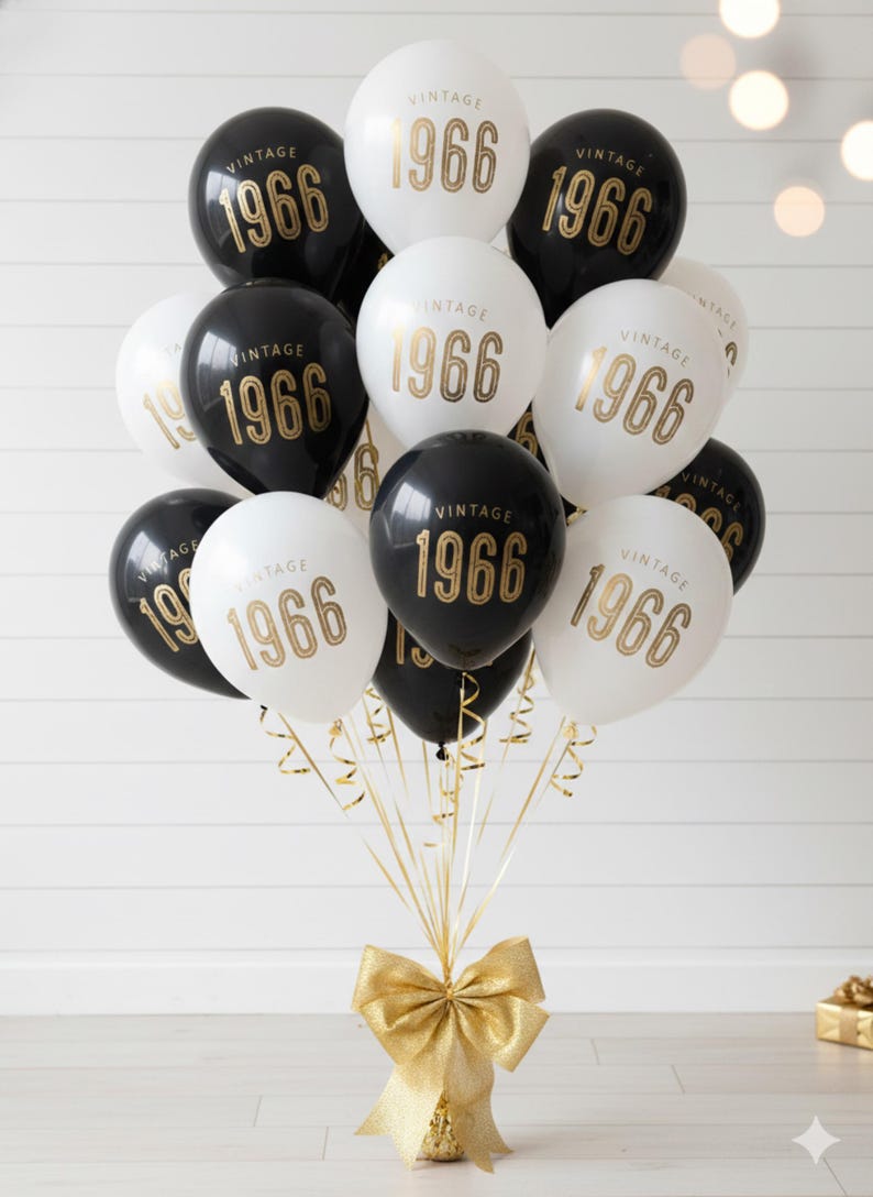 60th Birthday Balloons: Vintage 1966 - Party Decorations -navy, Black ...