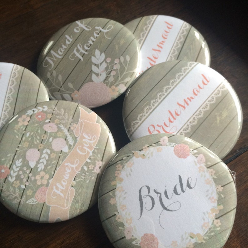Bridal Party Pins Wedding Party Pins Name Tags Bridal - Etsy