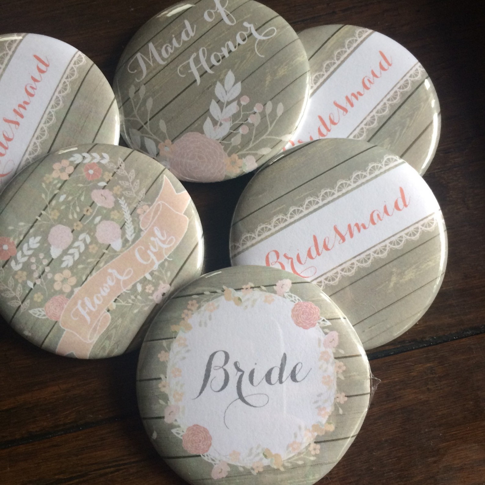 Bridal Party Pins Wedding Party Pins Name Tags Bridal - Etsy
