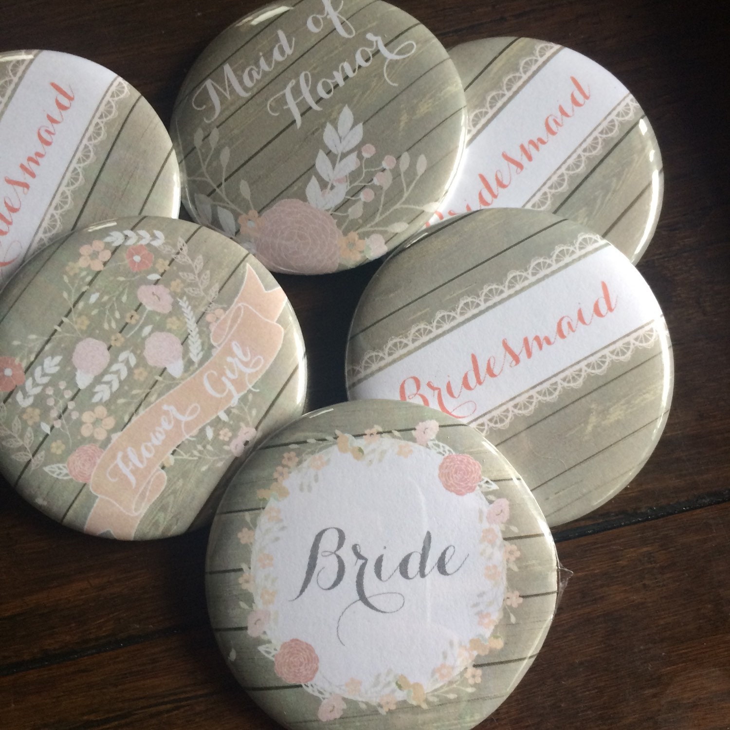 Bridal Party Pins Wedding Party Pins Name Tags Bridal - Etsy