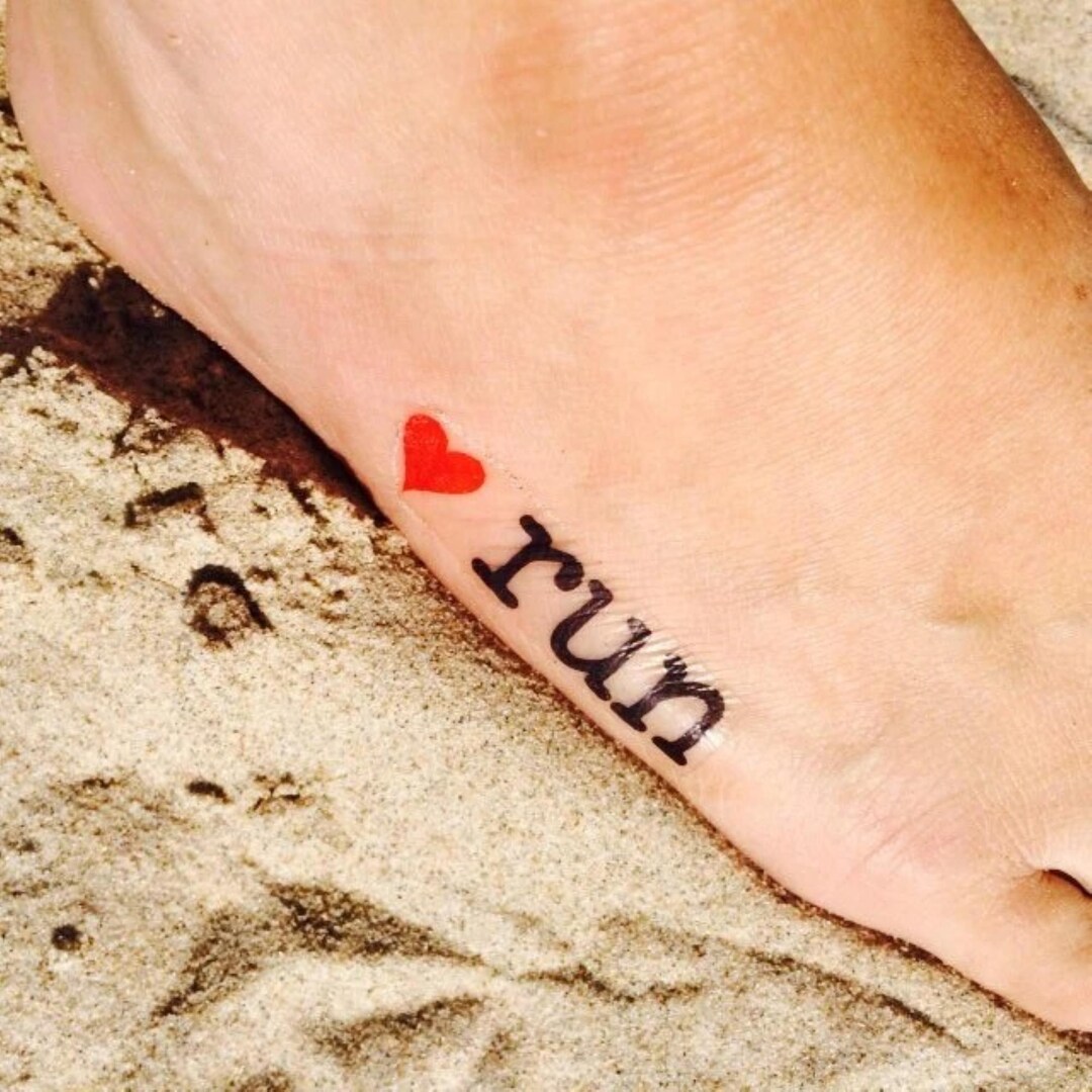 Running Temporary Tattoo: 5K Marathon Race Day Design - Red Heart - Etsy