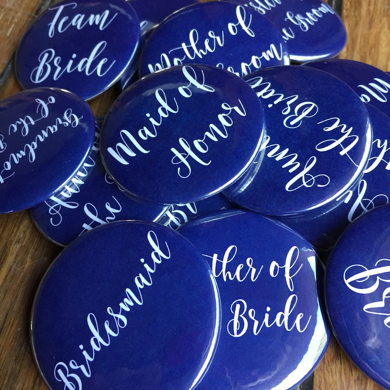 Bridal Party Pins Wedding Party Pins Name Tags Bridal - Etsy