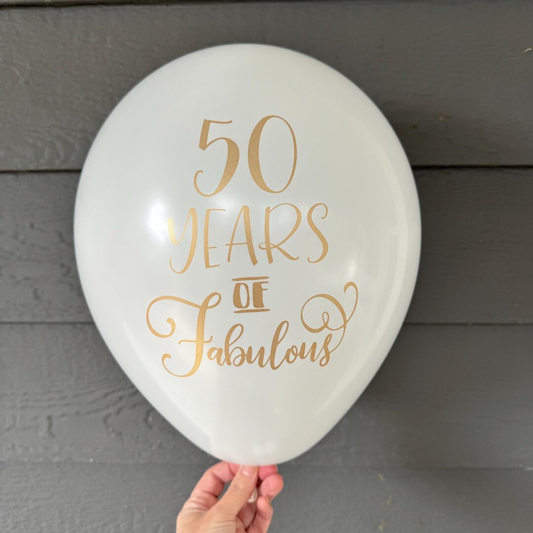 50th Birthday Balloons: 12 Inch Latex With Gold Metallic Font - Etsy