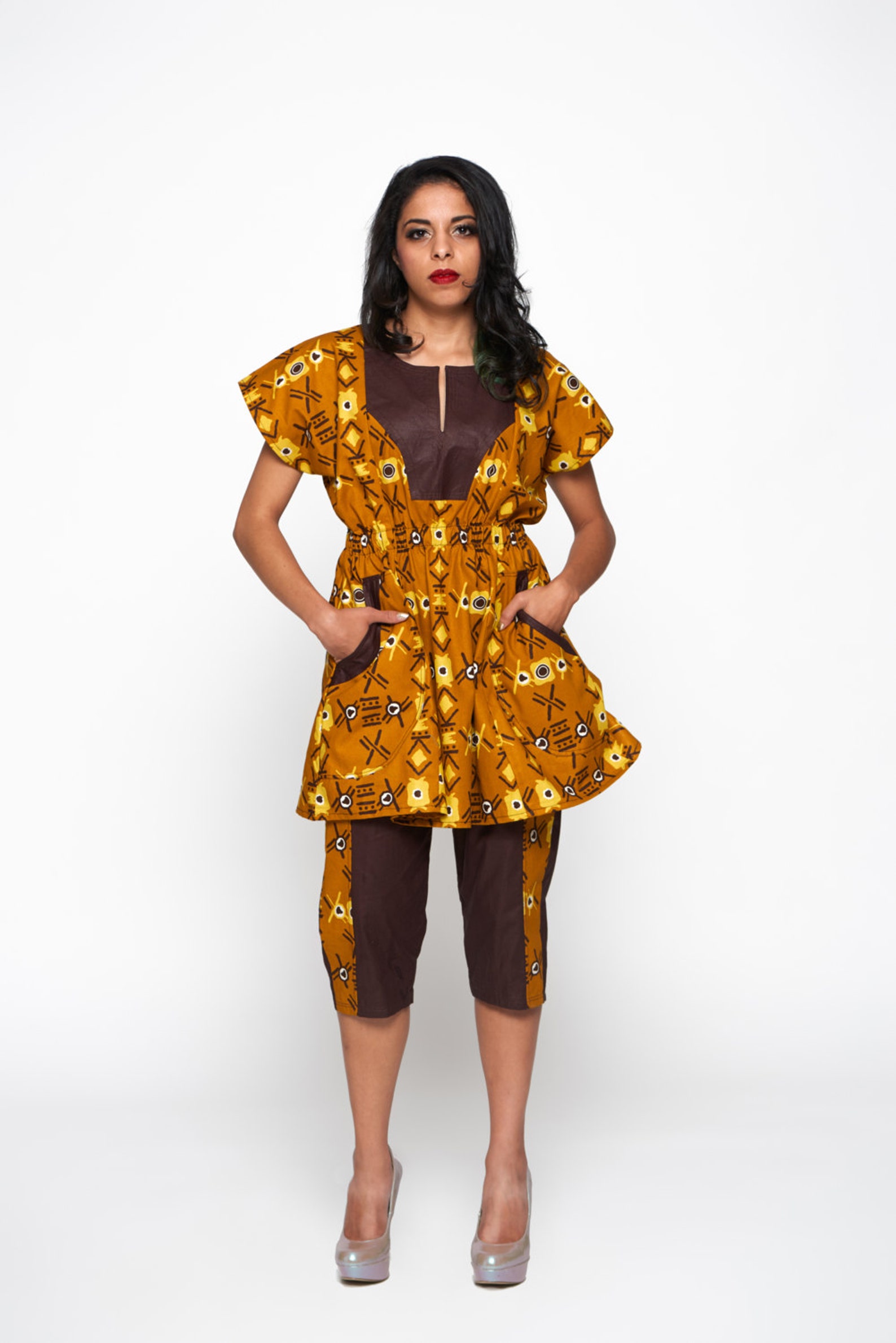 Umber Multicoloured Woodin Ankara African Print Tunic & Capris - Etsy