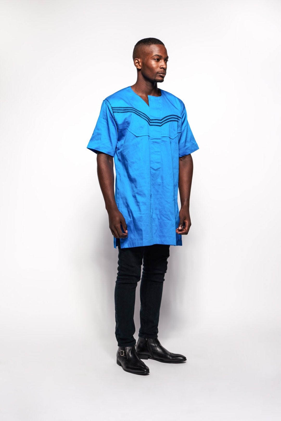 Polished Cotton Woodin African Men's Tunic With Embroidery - Etsy