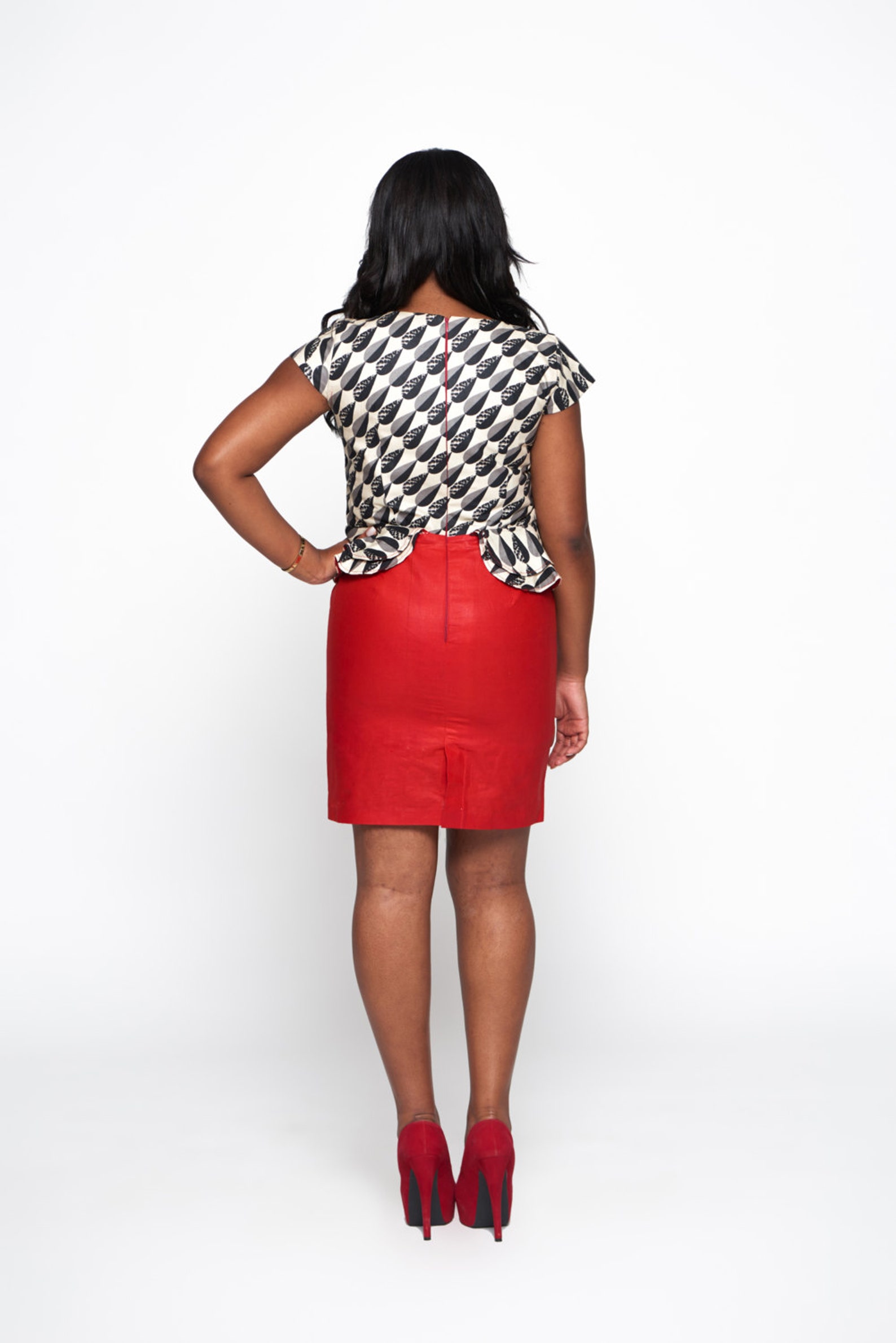 Red & Multicoloured Woodin Ankara African Print Peplum Dress - Etsy