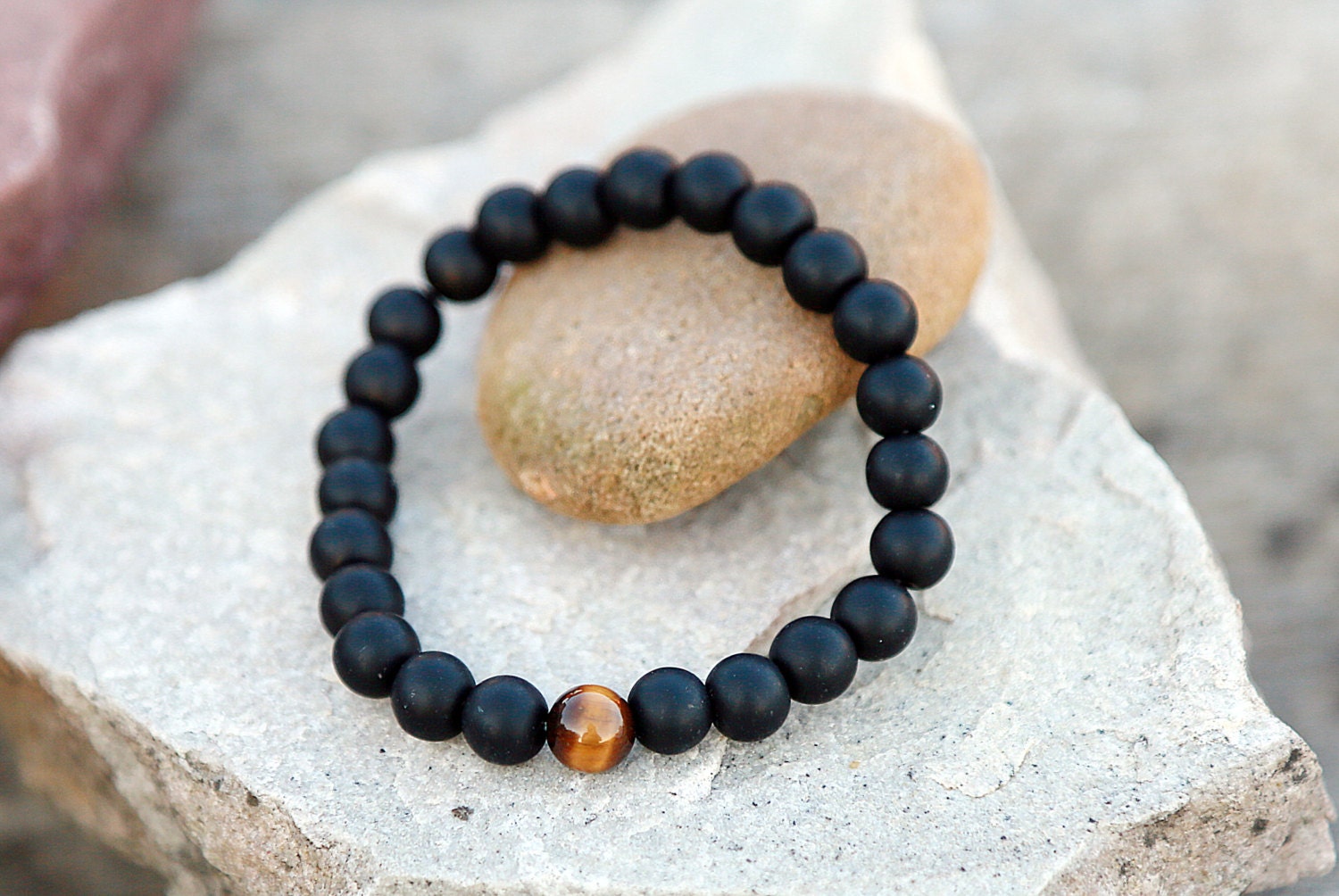 Mens Beaded Bracelet Mens Bracelet Black Obsidian Bracelet - Etsy