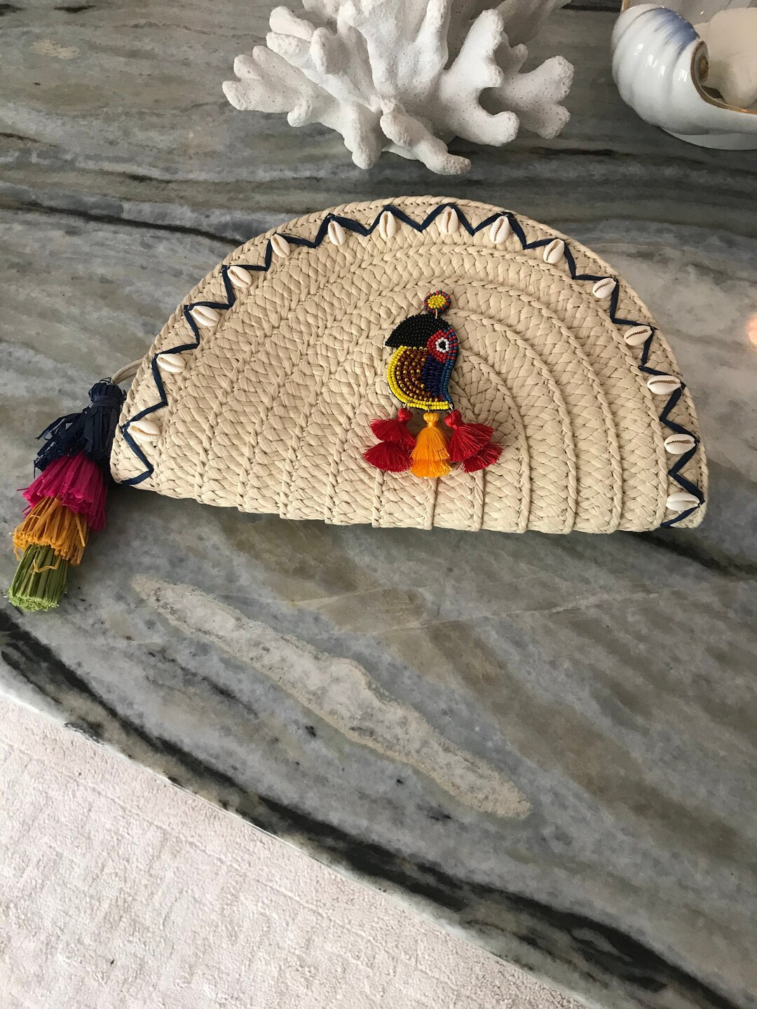 Straw Taco Parrot Clutch With Tassels - Etsy