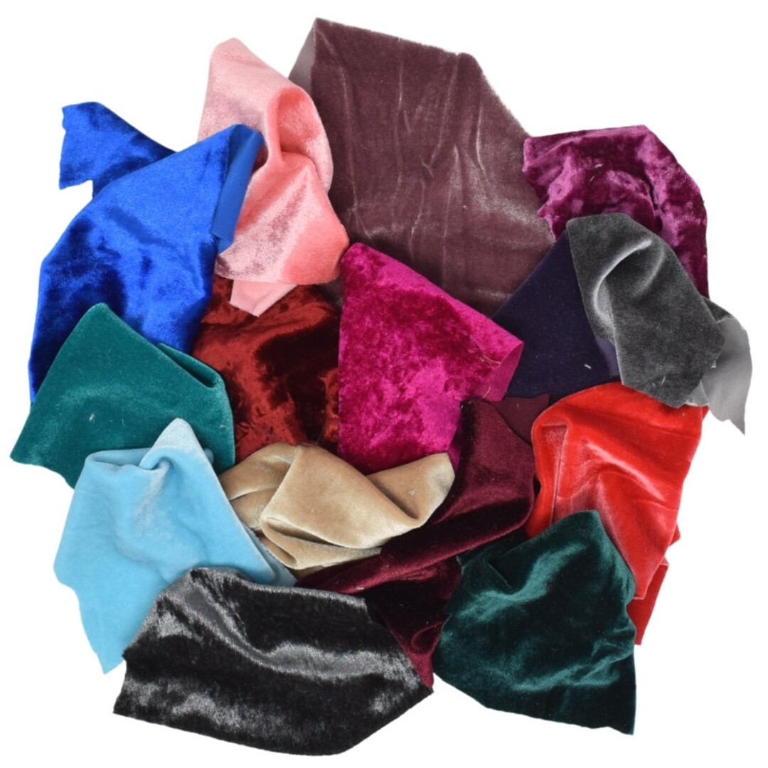 Mixed Velvet Scraps Remnants 12 Pieces 90g to 100g Velvet Fabric ...