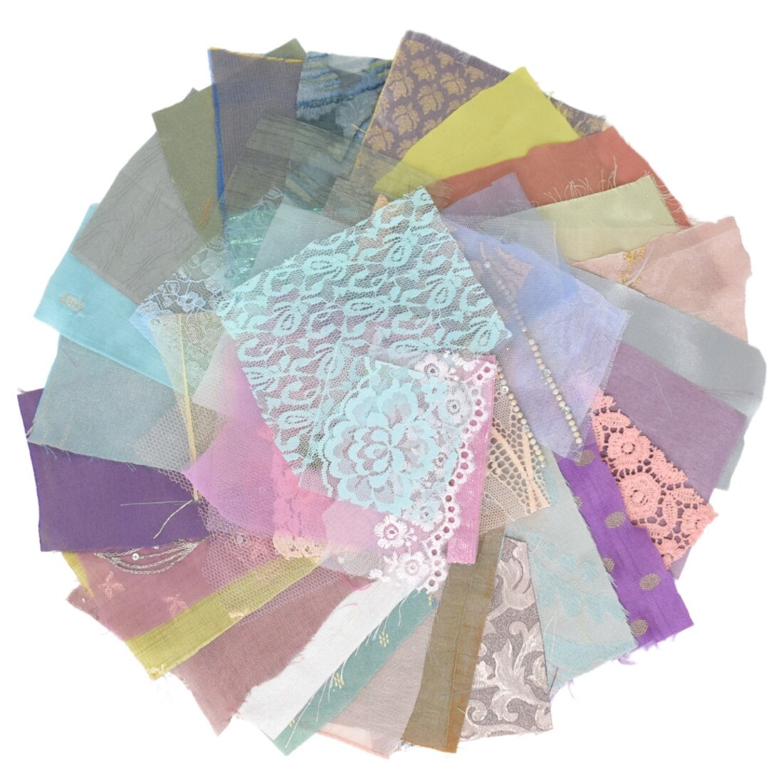 Cool Pastels Lightweight & Sheer Scraps Small Junk Journal Slow Stitch ...