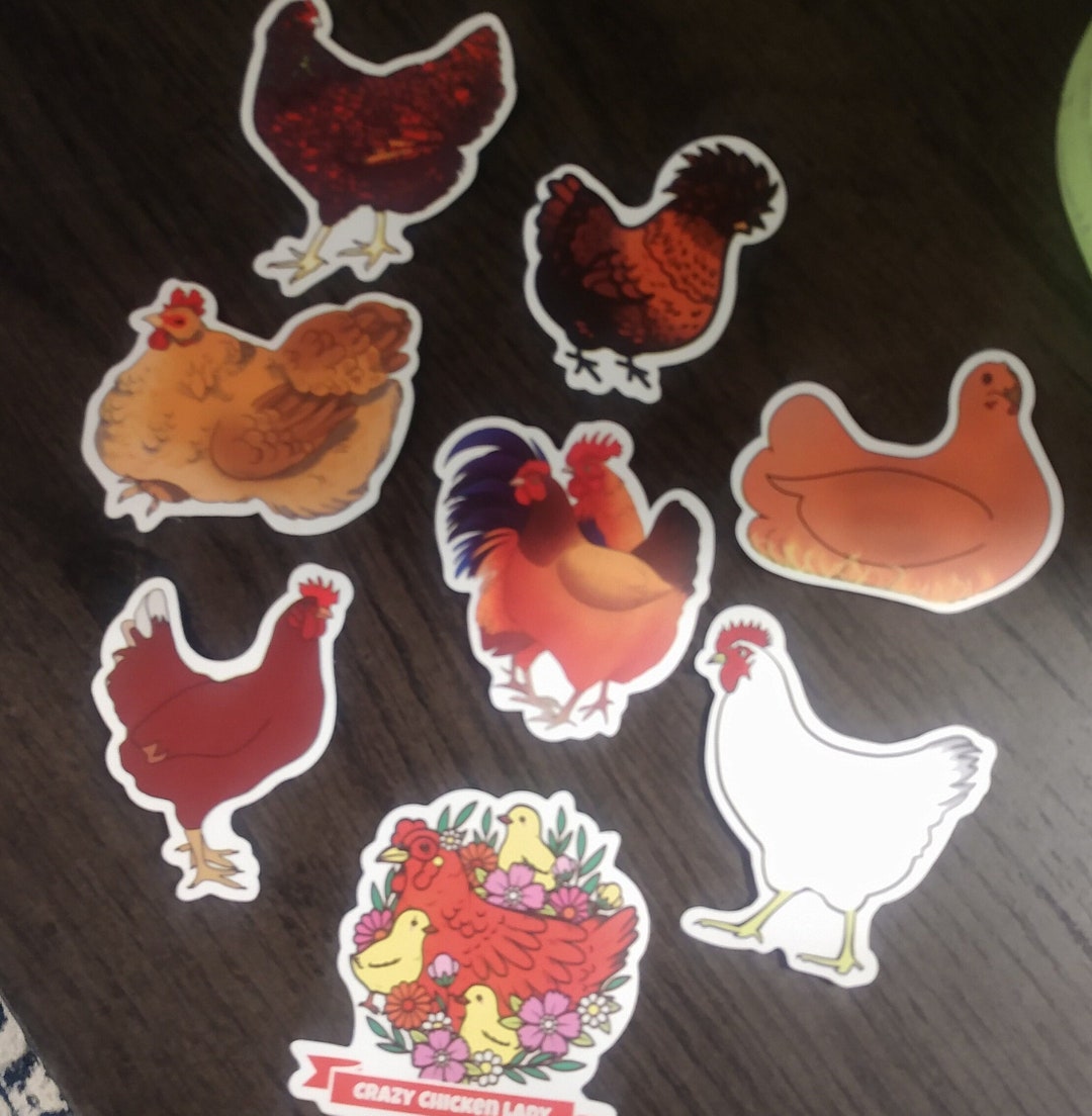 Chicken Stickers, Stickers of Chicken, Set of 8, Lot of Chicken ...