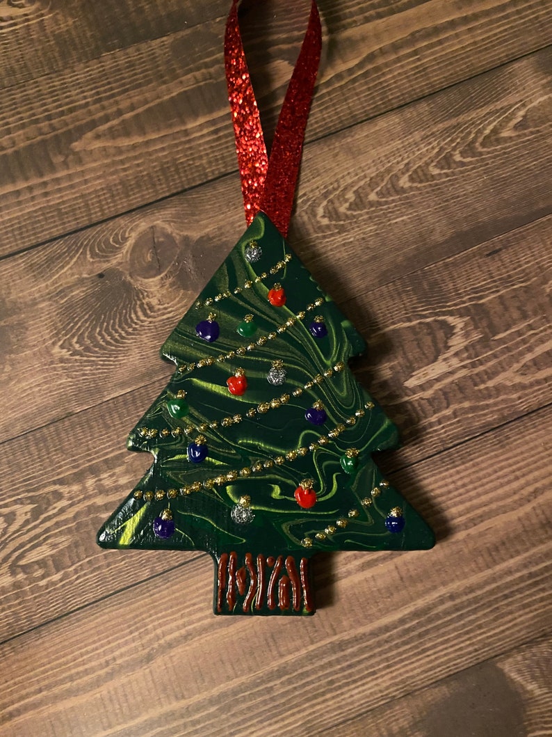 Wooden Christmas Tree Shaped Ornament, Christmas Ornament, Christmas ...