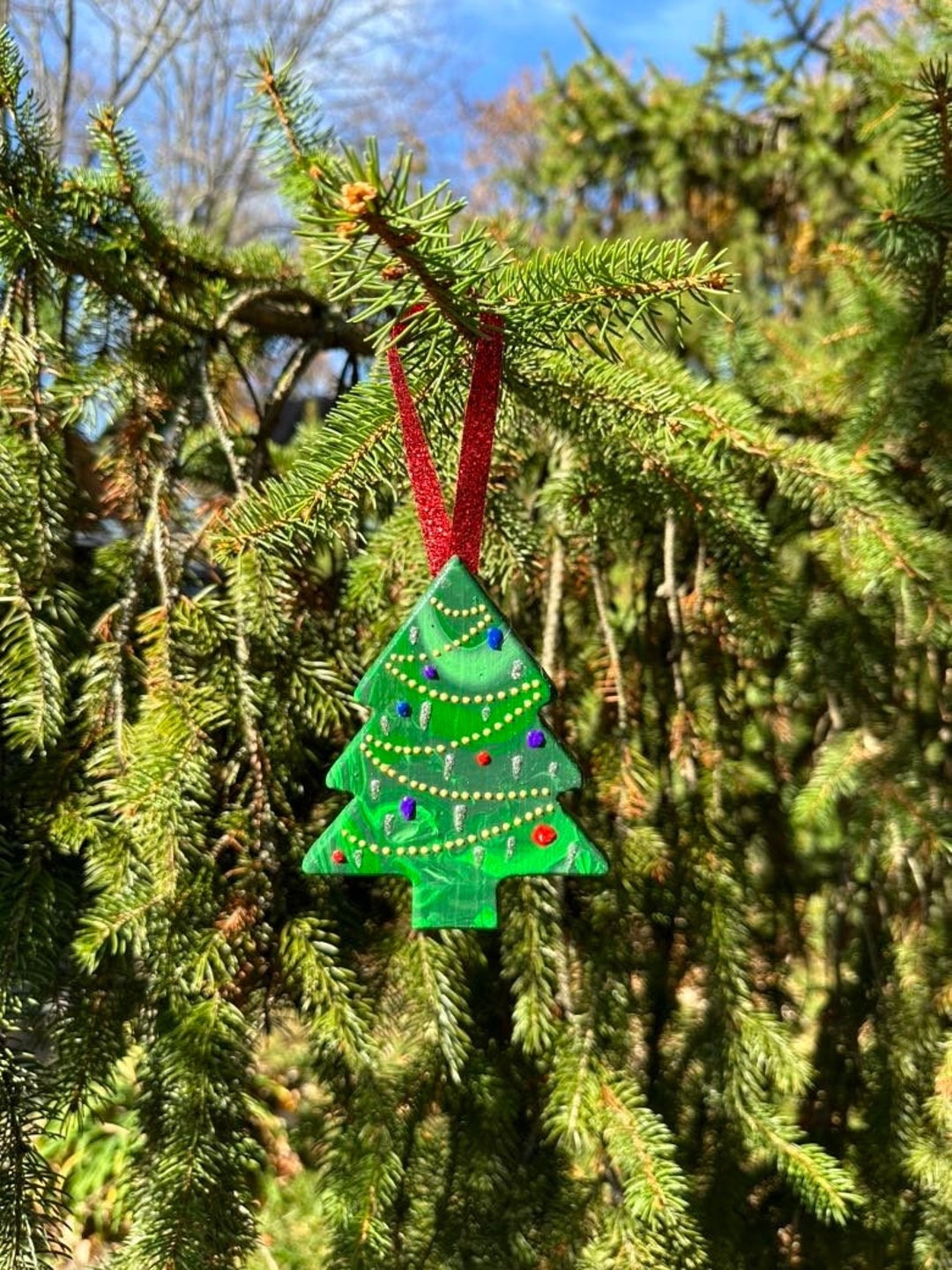Wooden Christmas Tree Shaped Ornament, Christmas Ornament, Christmas ...