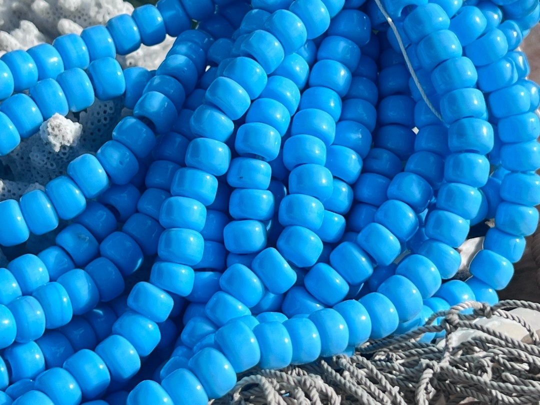 50 Vintage Light Blue Glass Crow Beads: Large Hole Macrame Beads - Etsy