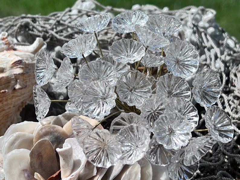 8pc Crystal Clear Color Glass Flower Headpins-glass Headpins ...