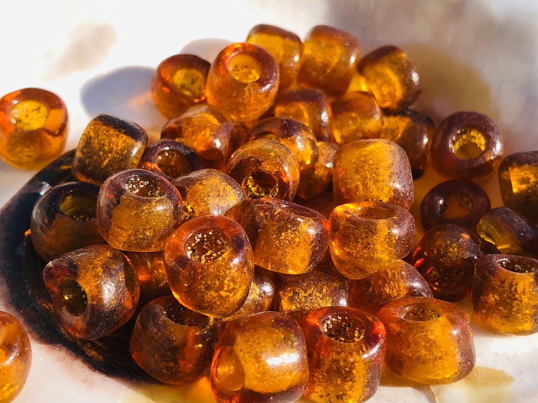 Antique Venetian Glass Crow Beads: Honey Topaz, Italy (50 Pc) - Etsy