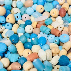 Vintage 50grams Mixed up Small Matte Sea Blue-green Beads/bone Color ...