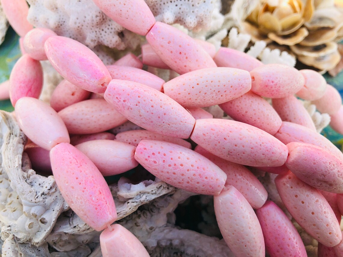 Large Natural Coral Pink Beads: Sponge Coral Strand (13mm X 30mm) - Etsy